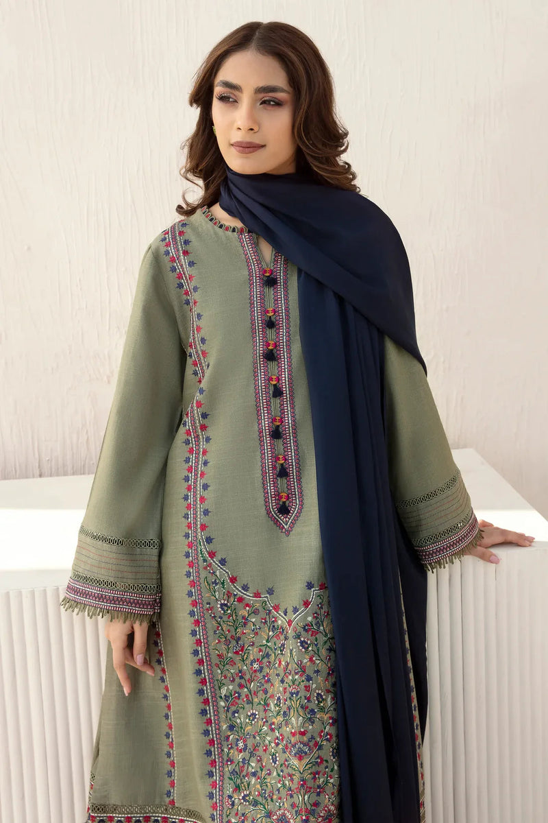 JZ 710-3 Piece Unstitched Fully Embroided Dhanak Fabric – DhanakStore